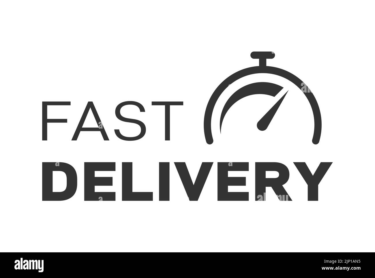 fast delivery vector logo lettering with stopwatch isolated on white ...