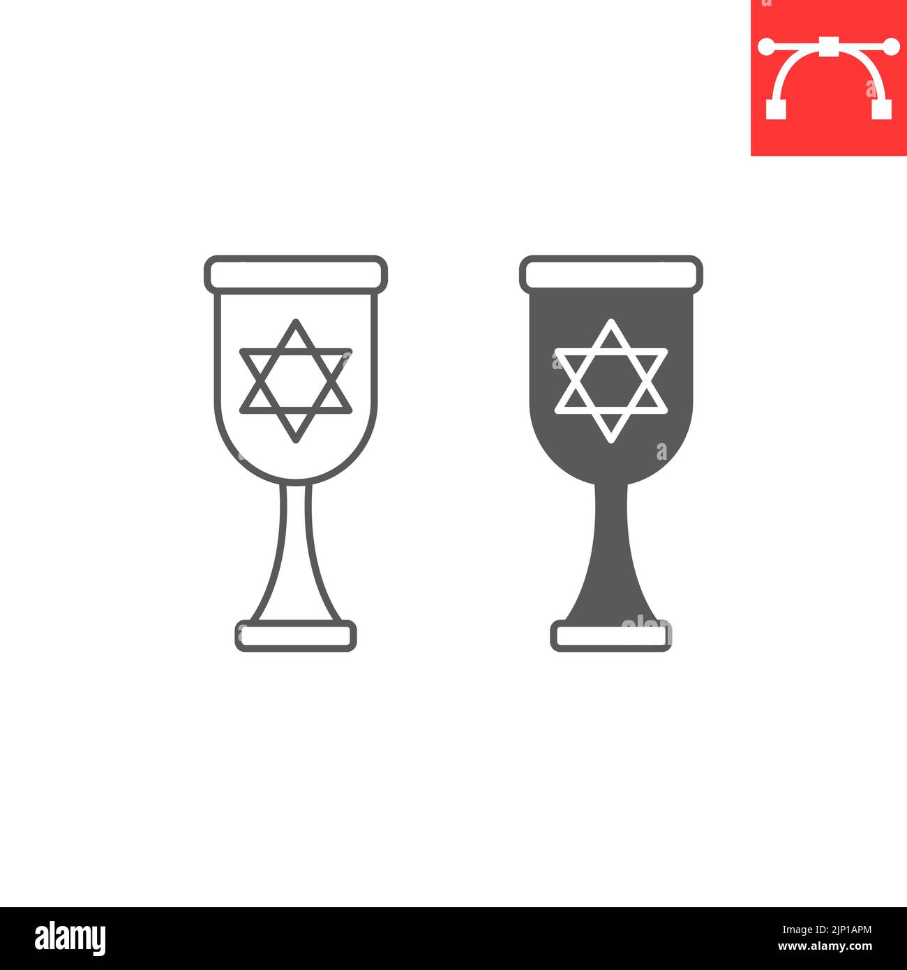 Jewish goblet line and glyph icon, hanukkah and holiday, jewish chalice ...