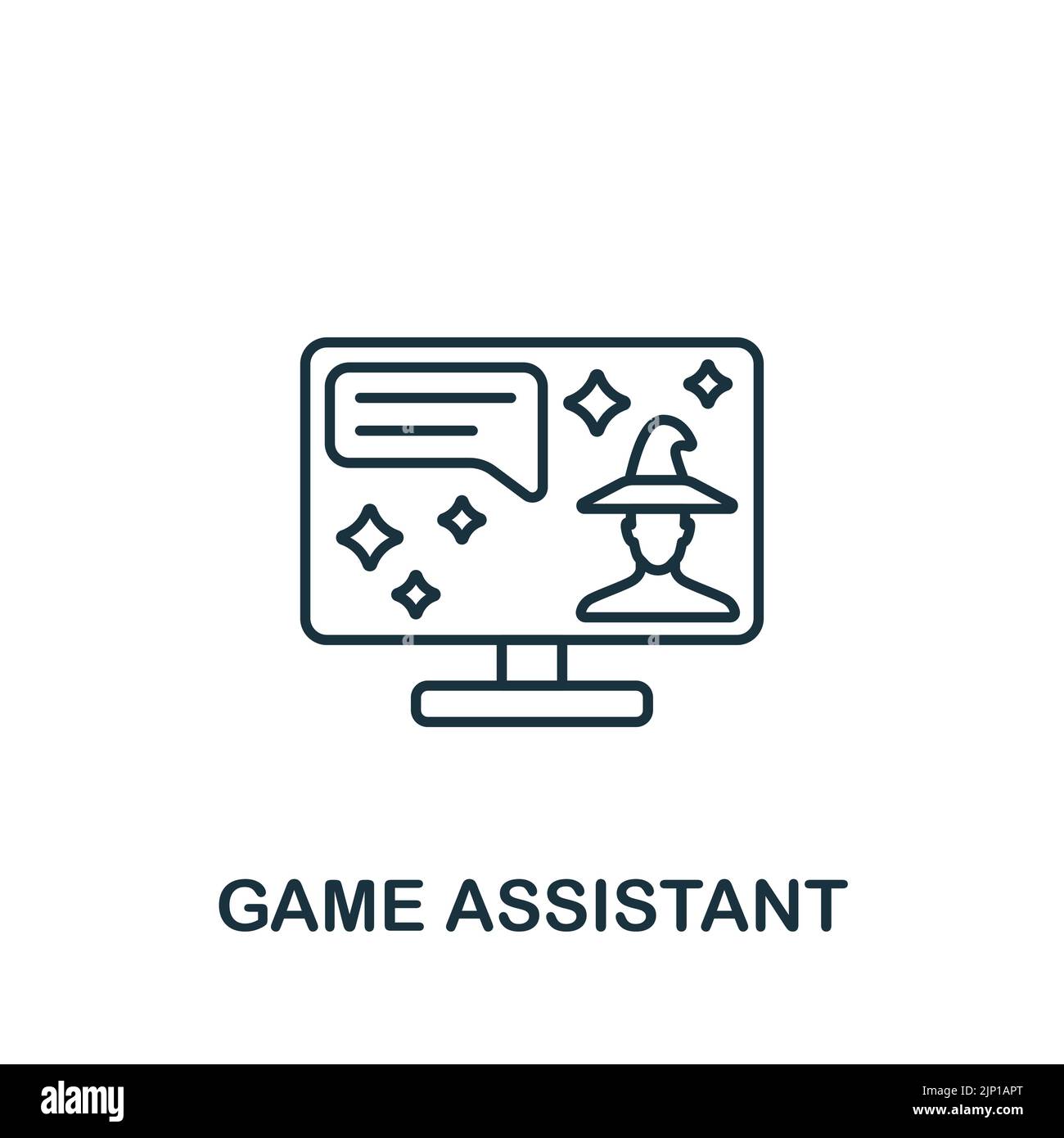 Game Assistant icon. Monochrome simple line Game Element icon for ...