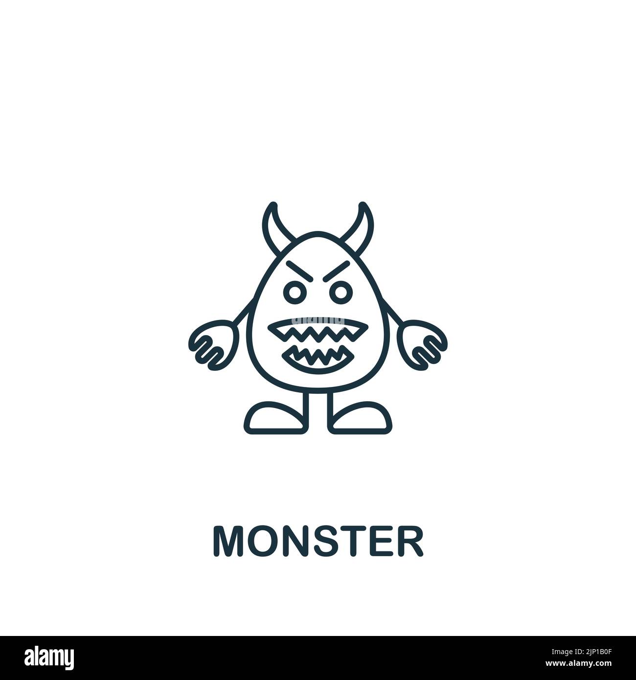 Monster icon. Monochrome simple line Game Element icon for templates ...