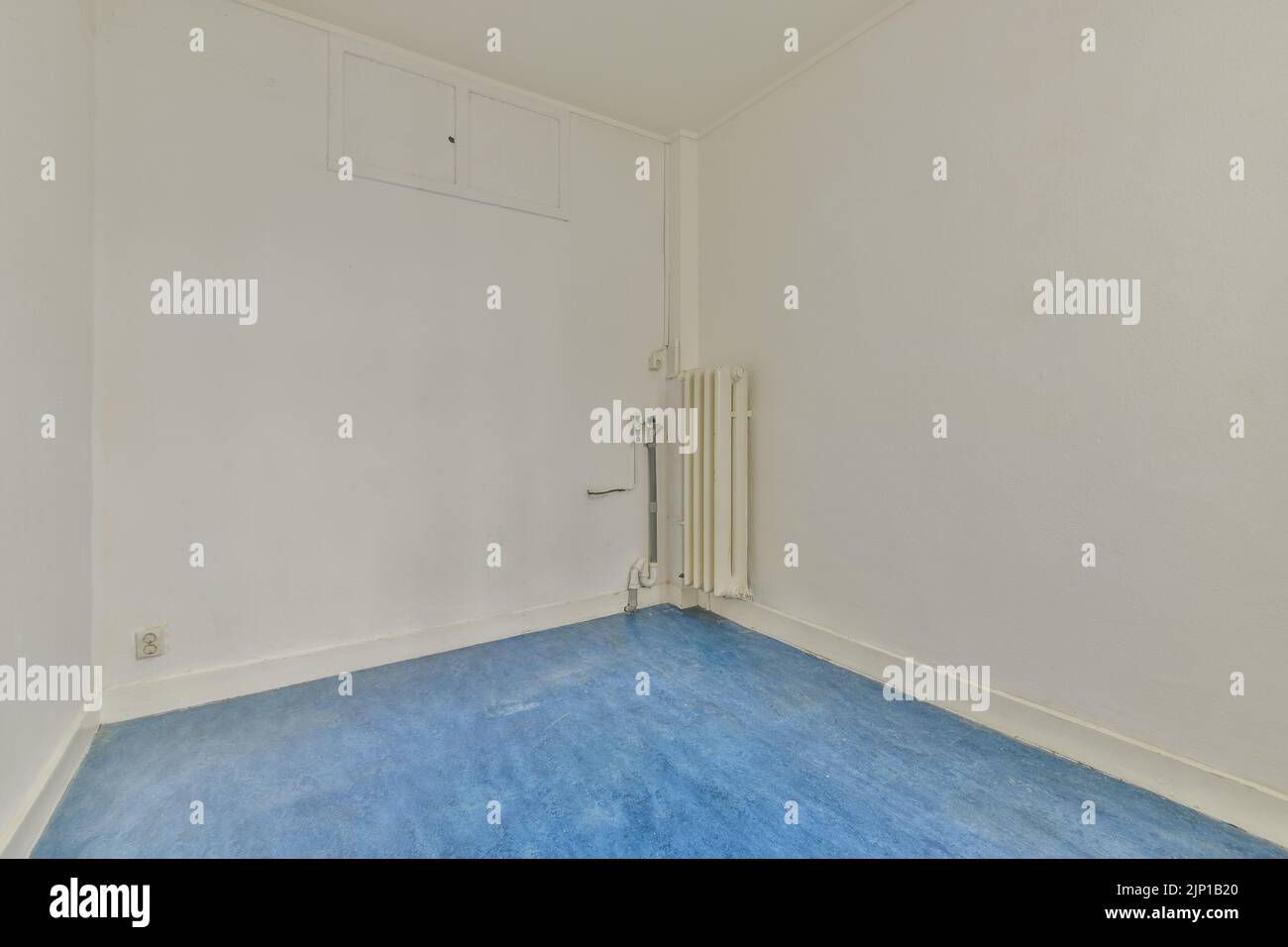 Interior of empty white room with large balcony windows with curtains ...