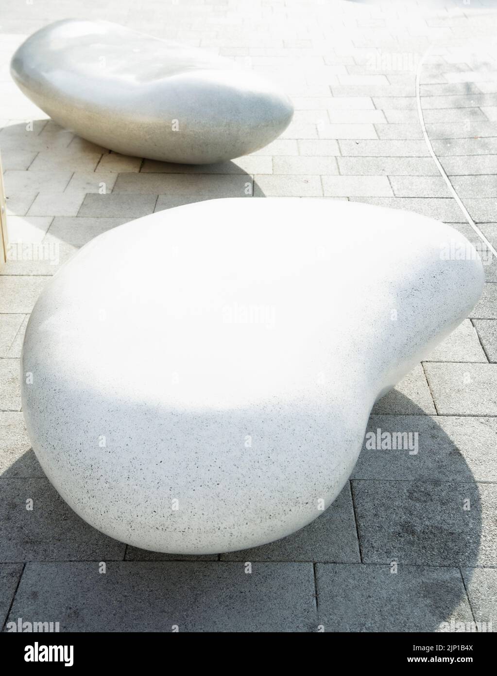 Public pebble seating at mermaid quay Cardiff, august 2022 Stock Photo ...
