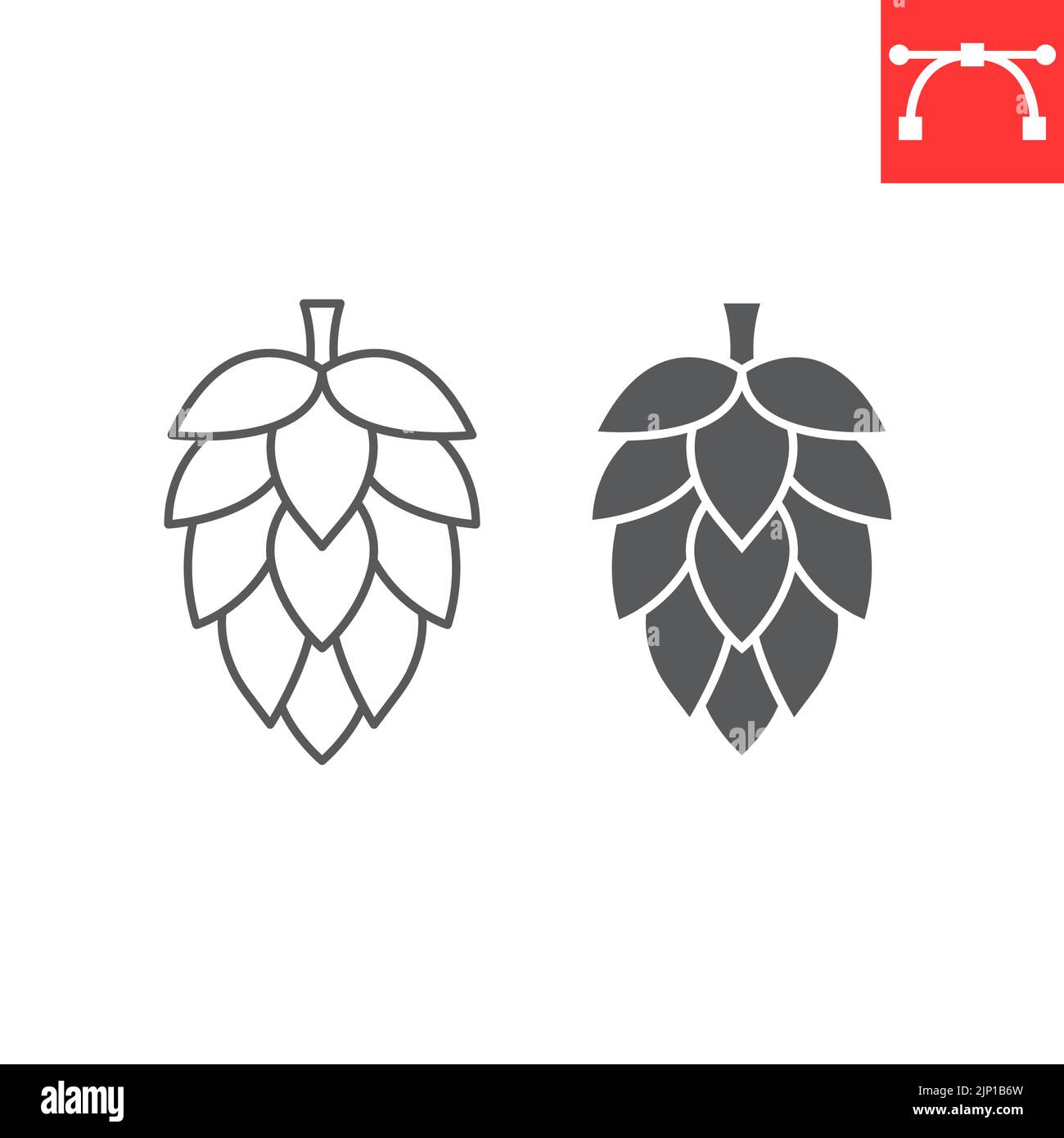 Hop line and glyph icon, beverage and beer, hop vector icon, vector ...