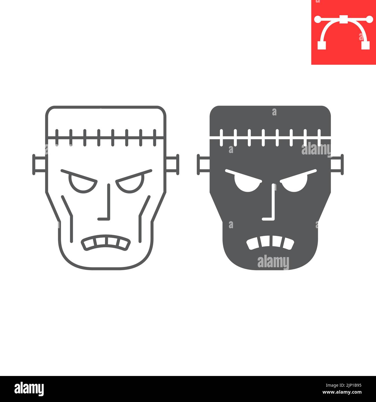 Frankenstein line and glyph icon, halloween and monster, zombie vector ...