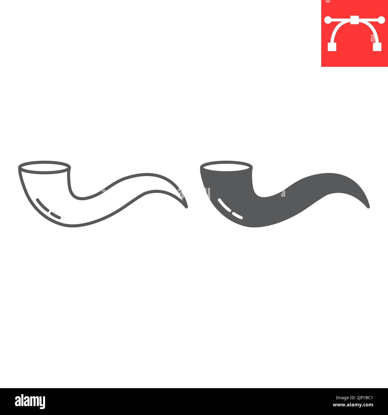 Shofar line and glyph icon, hanukkah and traditional, yom kippur vector ...