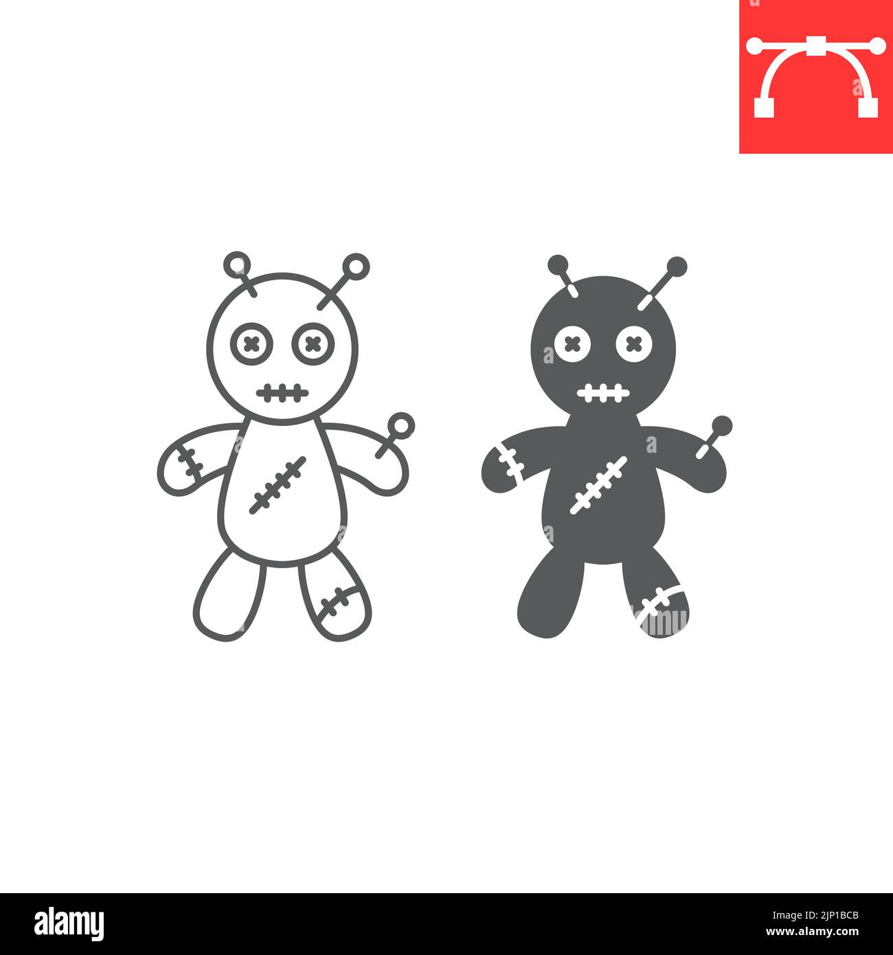 Voodoo doll line and glyph icon, halloween and dead, voodoo doll vector ...