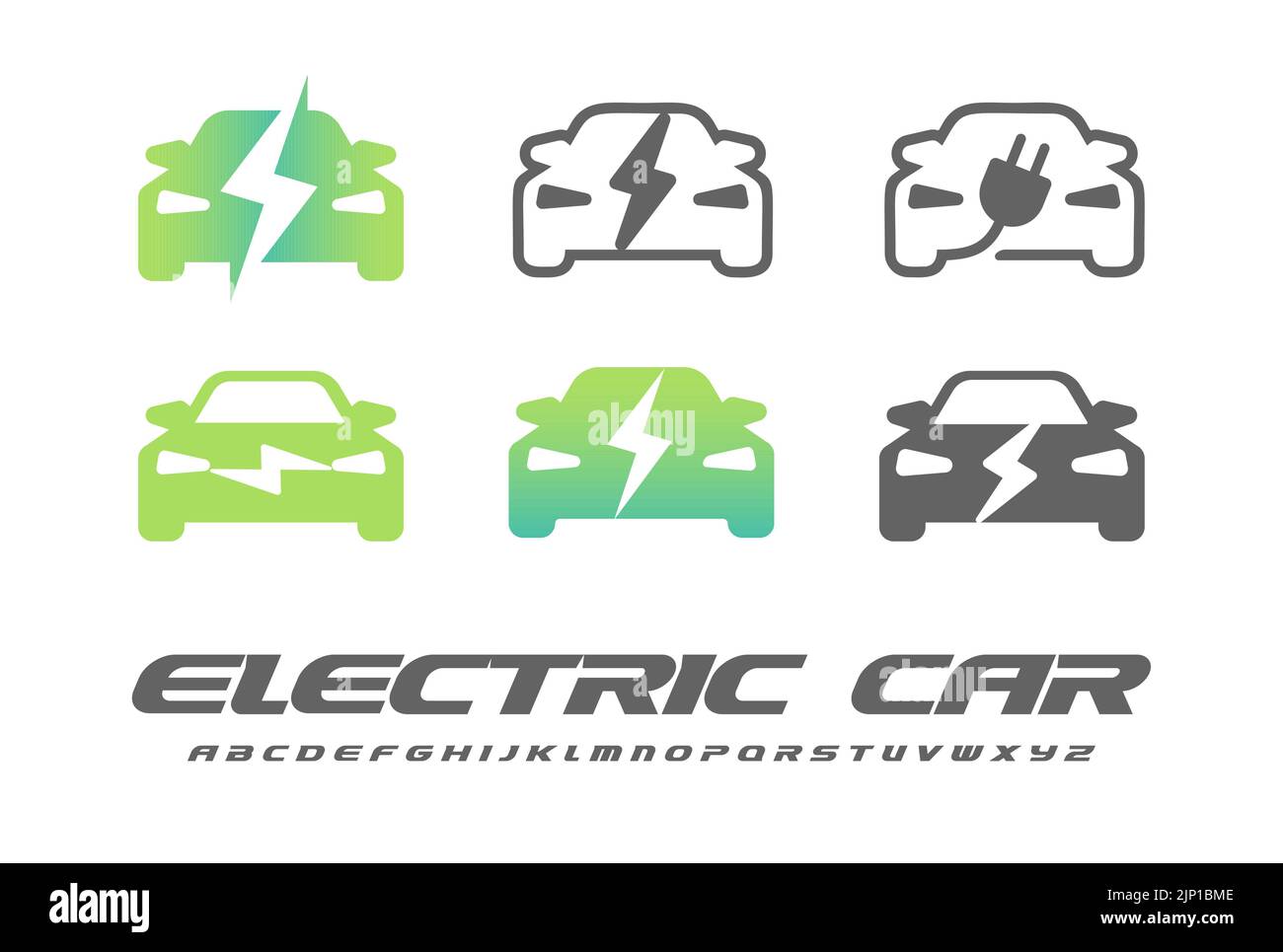 Electric car icon set with sports letters for logo concept. Vector ...