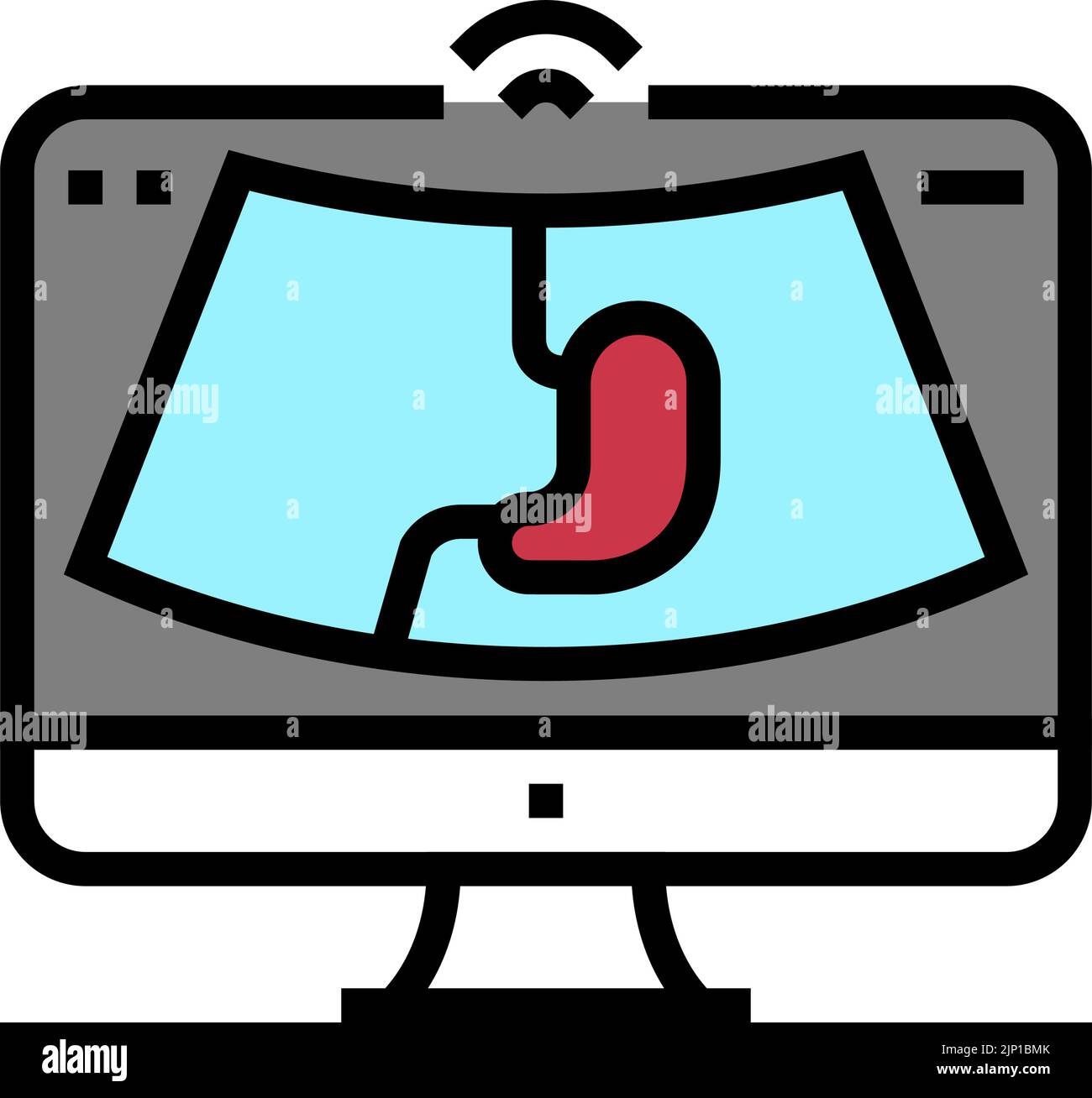 Ultrasound Abdomen Health Check Color Icon Vector Illustration Stock