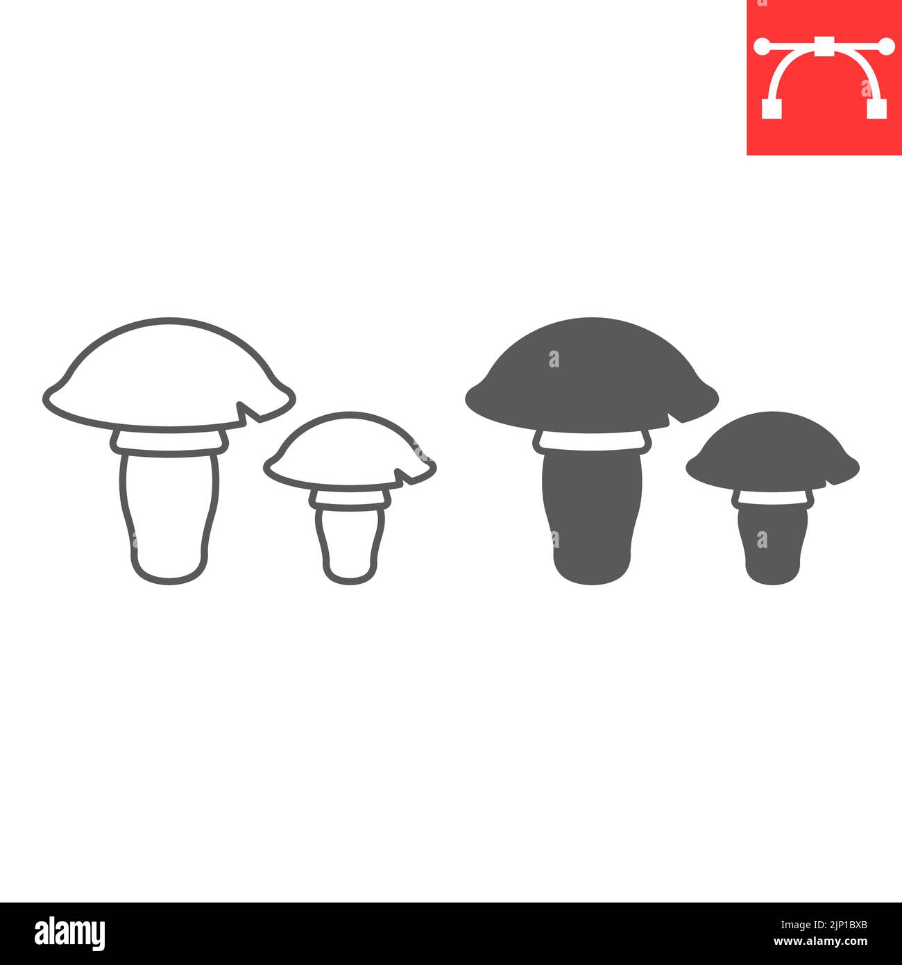 Mushrooms line and glyph icon, meal and food, mushroom vector icon ...