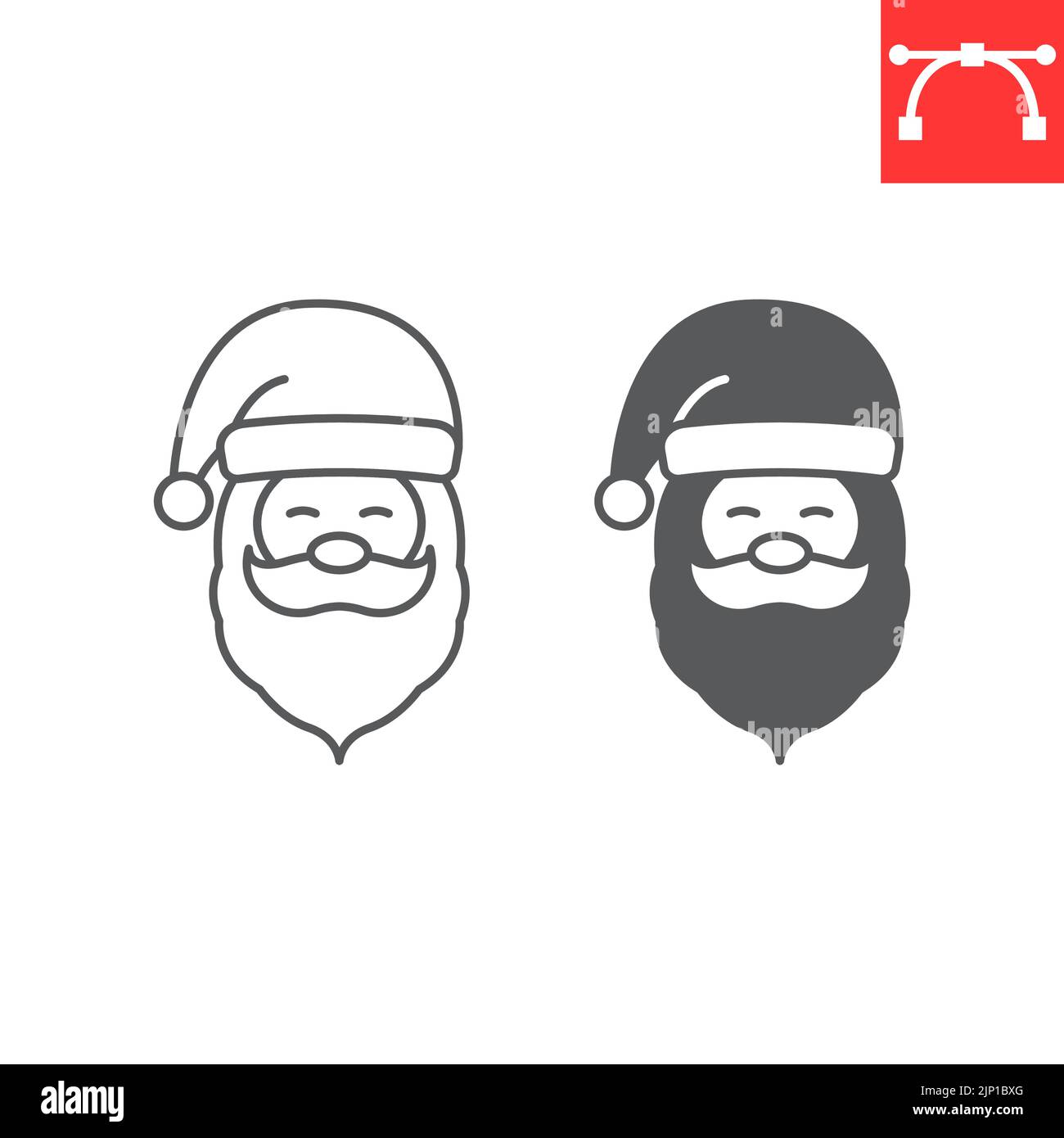 Santa Claus line and glyph icon, Christmas and holiday, Santa Claus ...