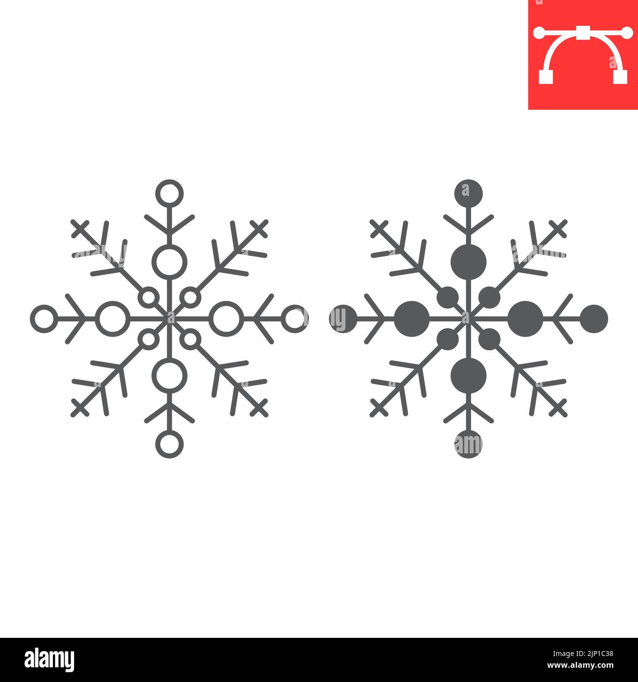 Snowflake line and glyph icon, decoration and frozen, snowflake vector ...