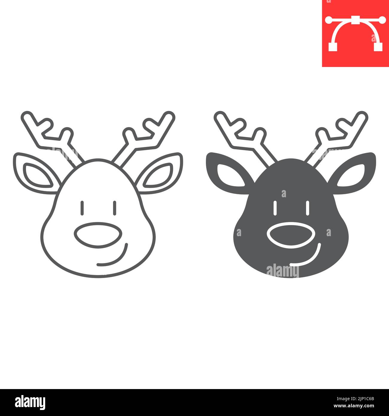 Christmas deer line and glyph icon, new year and reindeer, rudolph deer ...
