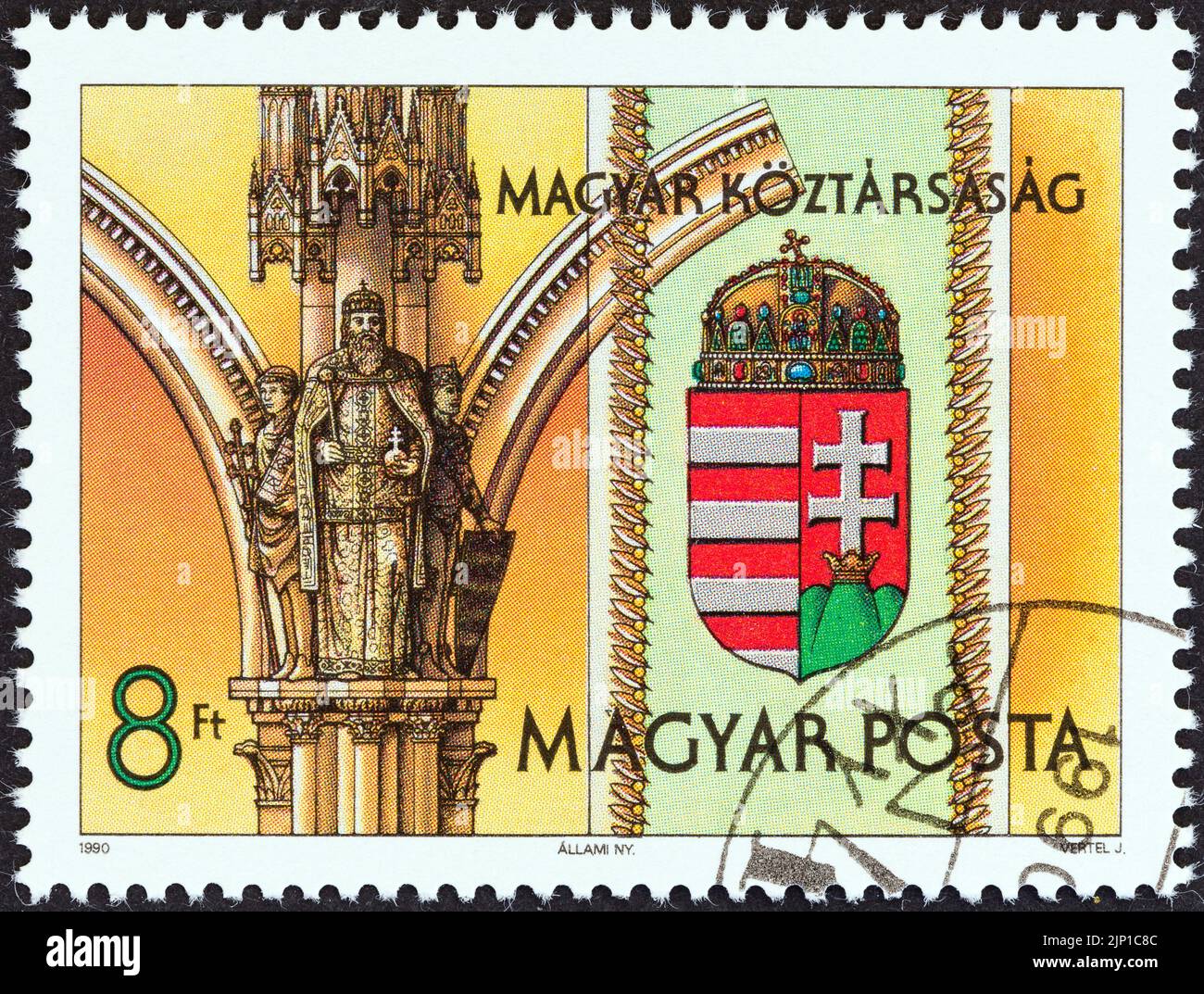 HUNGARY - CIRCA 1990: A stamp printed in Hungary from the "New State ...