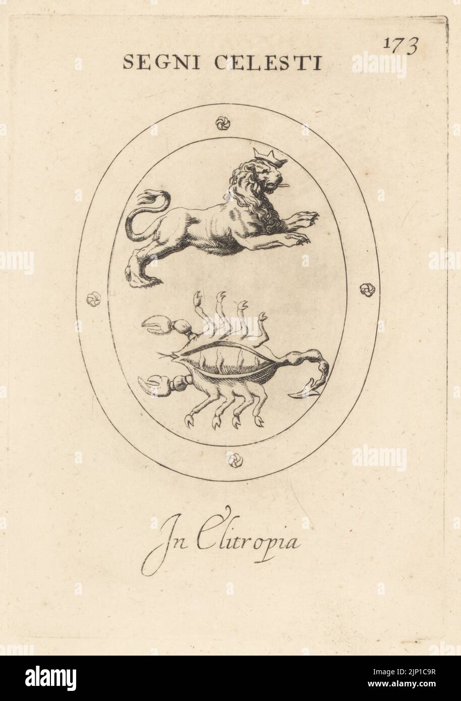 Zodiac signs of Leo and Scorpio Lion with crown and scorpion. In ...