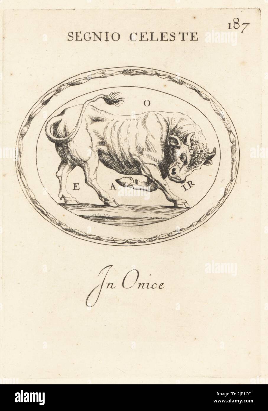 Figure of the Zodiac sign Taurus as a charging bull. In onyx. Segnio ...