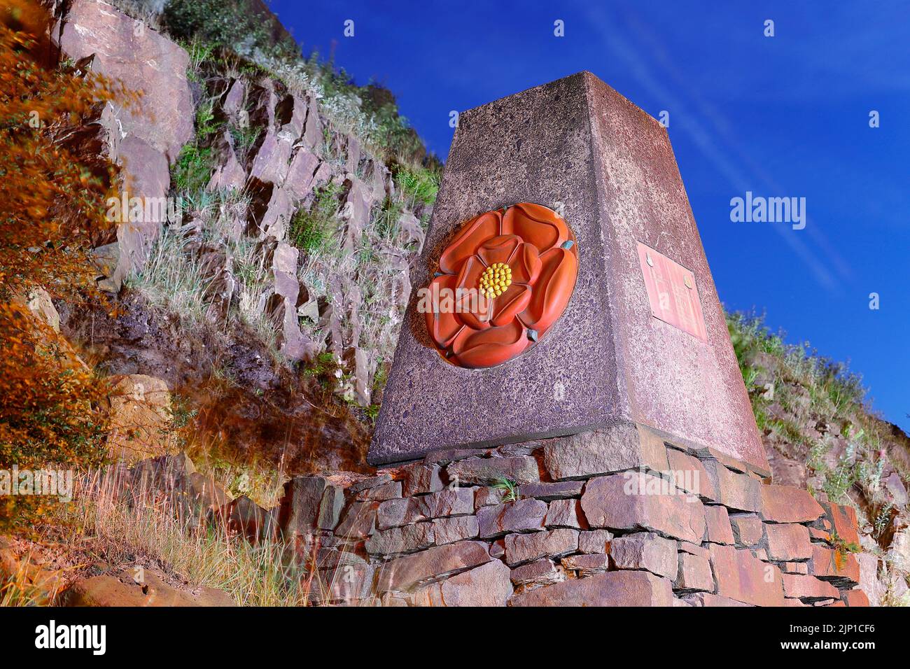 The Red Rose marker stone is at the border of Lancashire & Yorkshire on ...