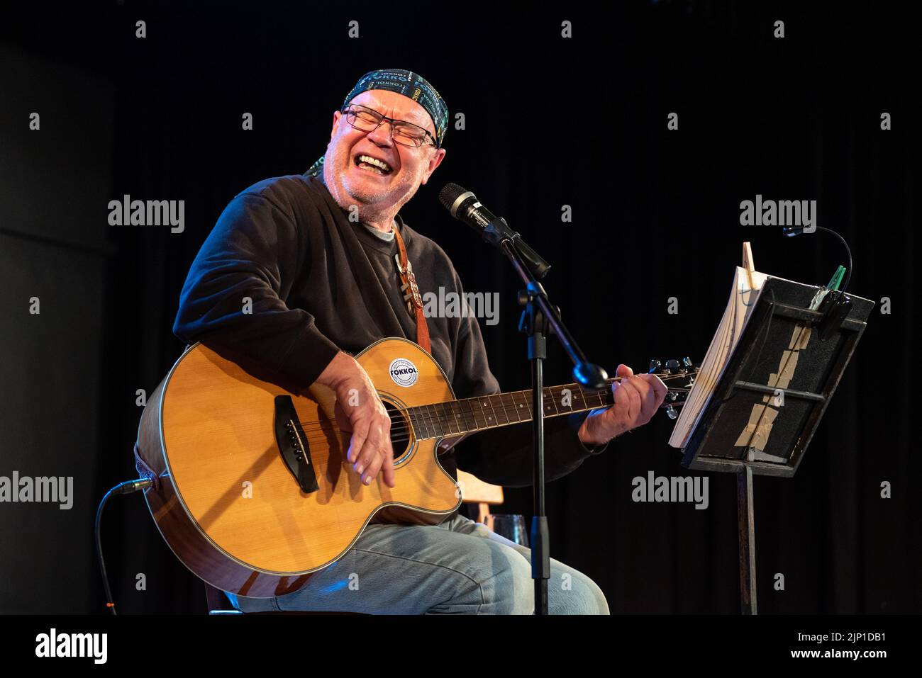 South African singer songwriter, Koos Kombuis, performing at Kalfiefees ...
