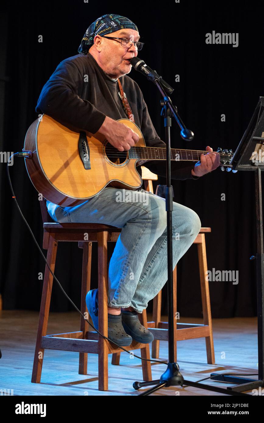 South African singer songwriter, Koos Kombuis, performing at Kalfiefees ...