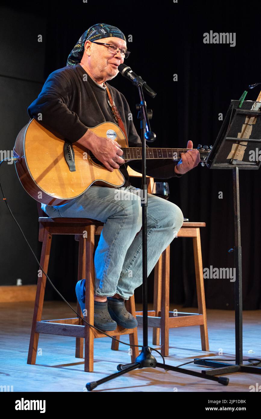 South African singer songwriter, Koos Kombuis, performing at Kalfiefees ...