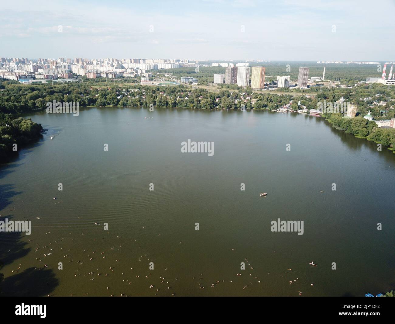 Moscow. Natural and historical Kosinsky park. View of the lake Stock ...