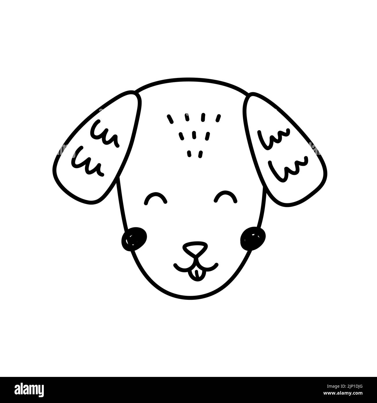 Cute dog face isolated on white background. Happy puppy. Vector hand ...