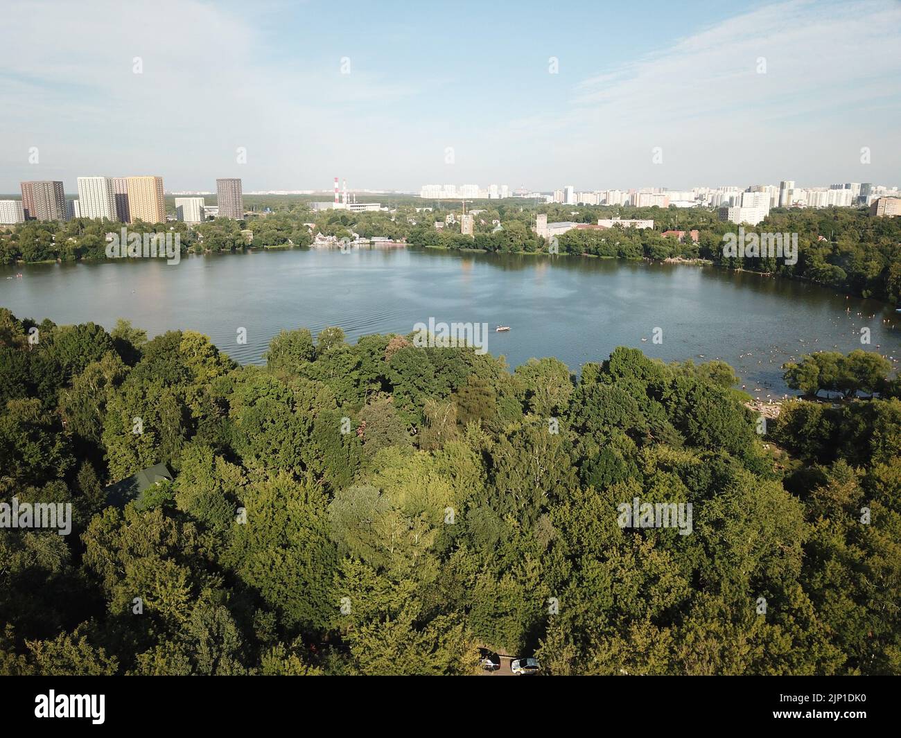 Moscow. Natural and historical Kosinsky park. View of the lake Stock ...
