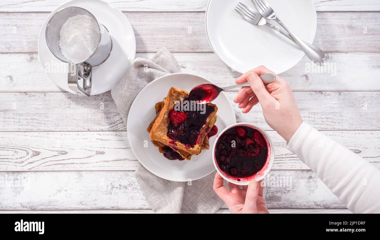 Step step preparing french toast hi-res stock photography and images ...
