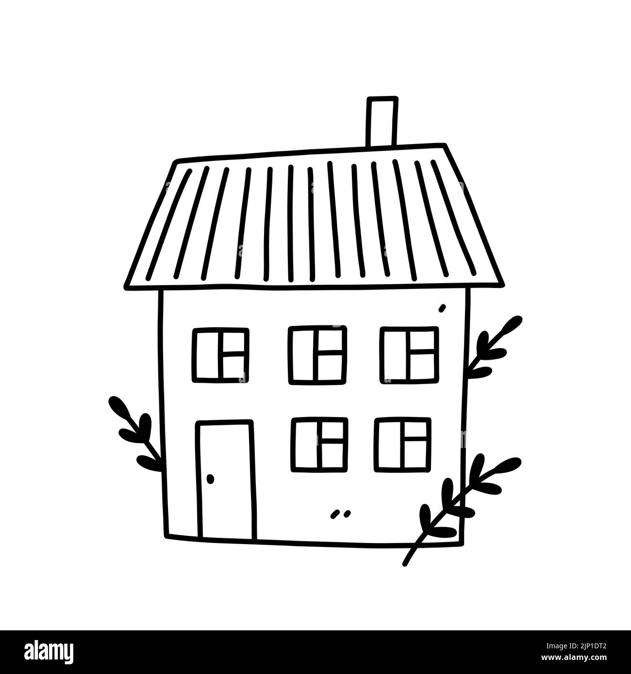 Cute tiny house isolated on white background. Sweet home. Vector hand ...