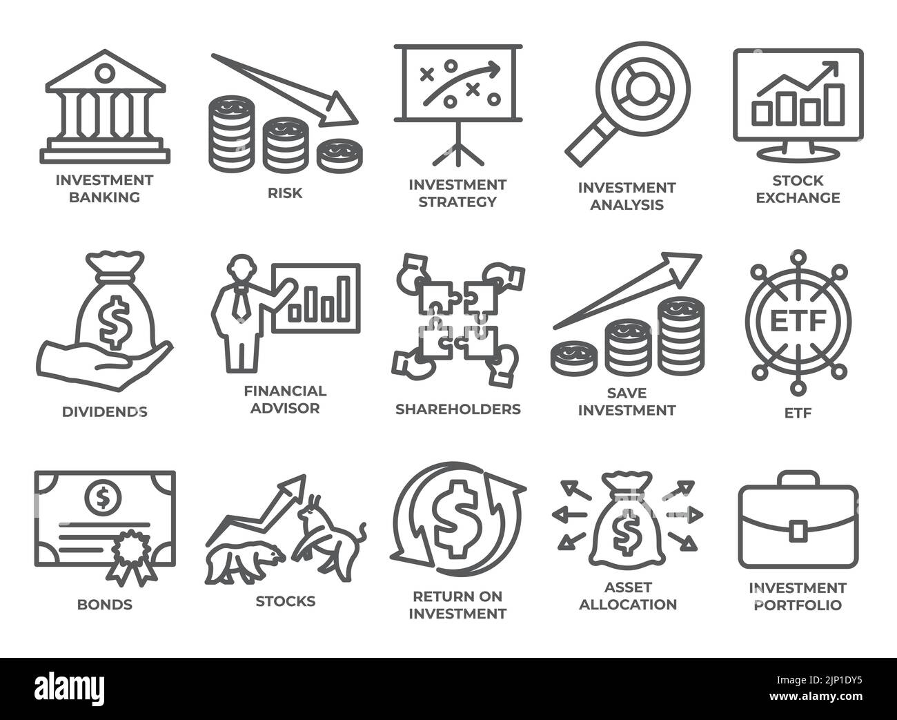 Investment line icons set on white background Stock Vector Image & Art ...