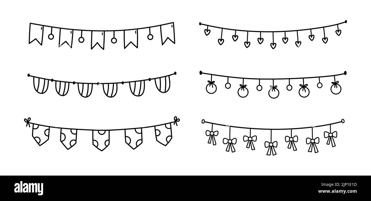 Set of cute festive buntings for a party isolated on white background ...