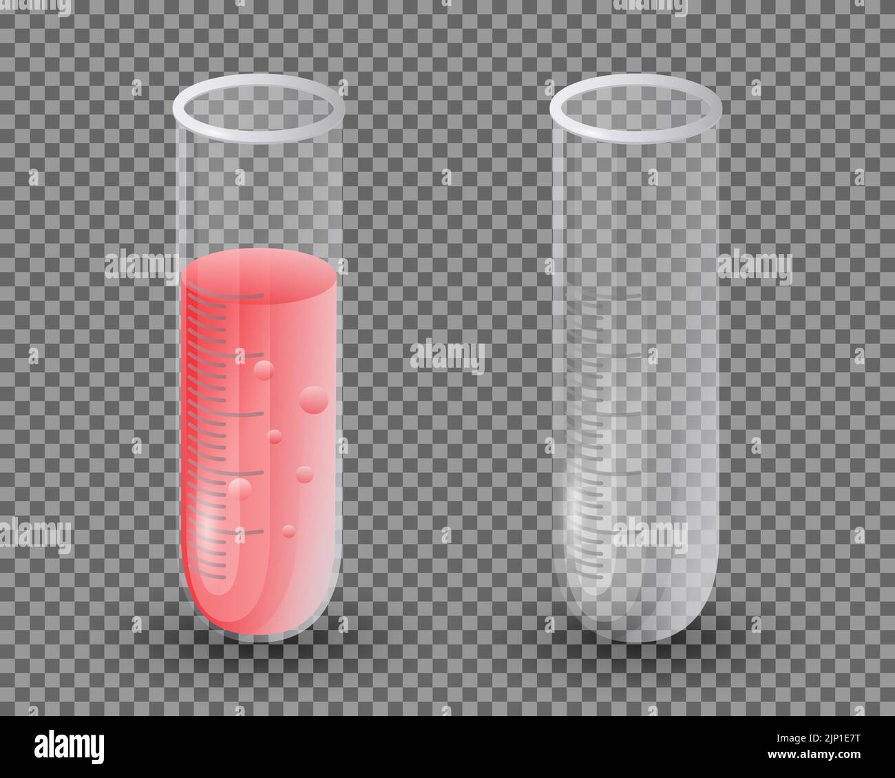 Test tube empty and with liquid isolated on transparent background ...