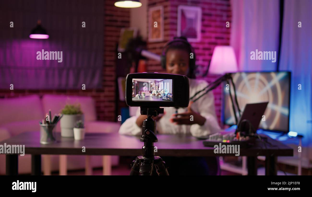 Selective focus on digital video camera screen recording african ...