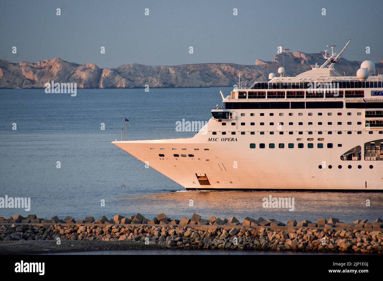 The liner MSC Opera cruise ship arrives at the French Mediterranean ...
