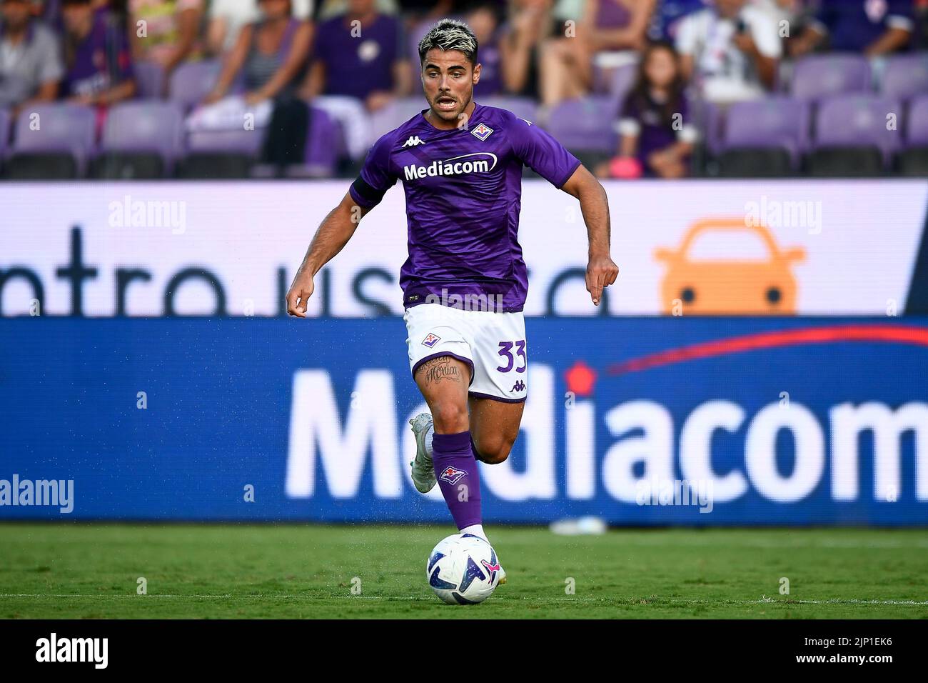 Florence, Italy. 14 August 2022. Riccardo Sottil of ACF Fiorentina in ...