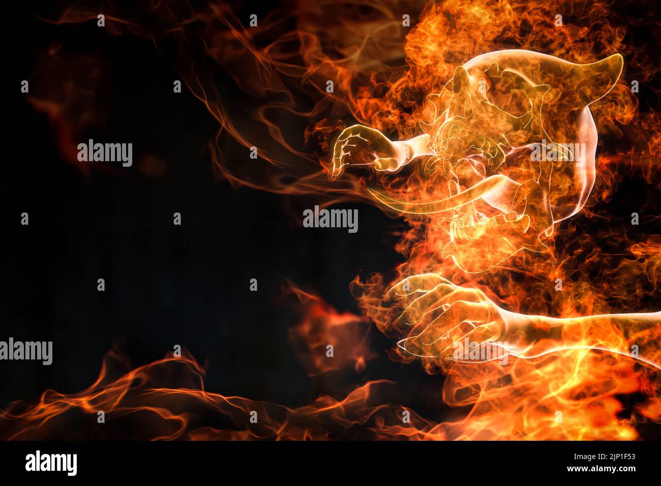 3D Rendering of an Evil Spirit Burns up in a Hot Fire Flame Stock Photo - Alamy