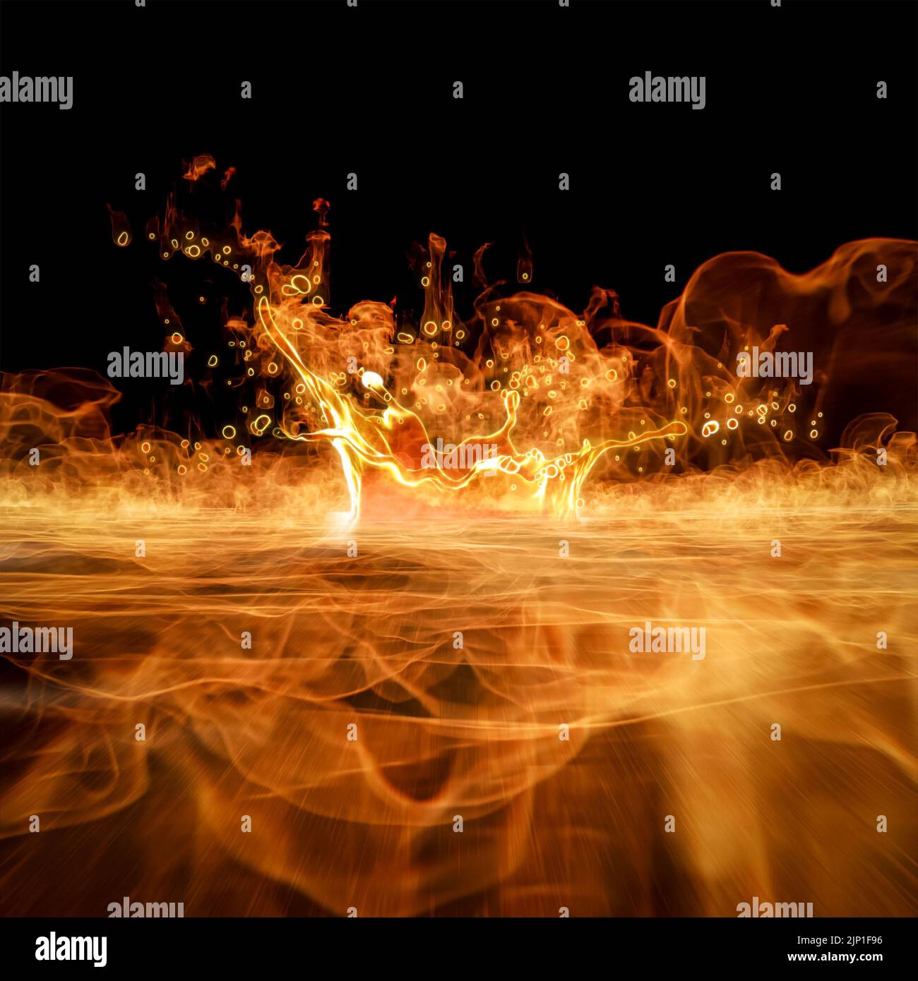 3D Rendering of Burning Liquid Fuel Splah on Fire and Flame Stock Photo ...