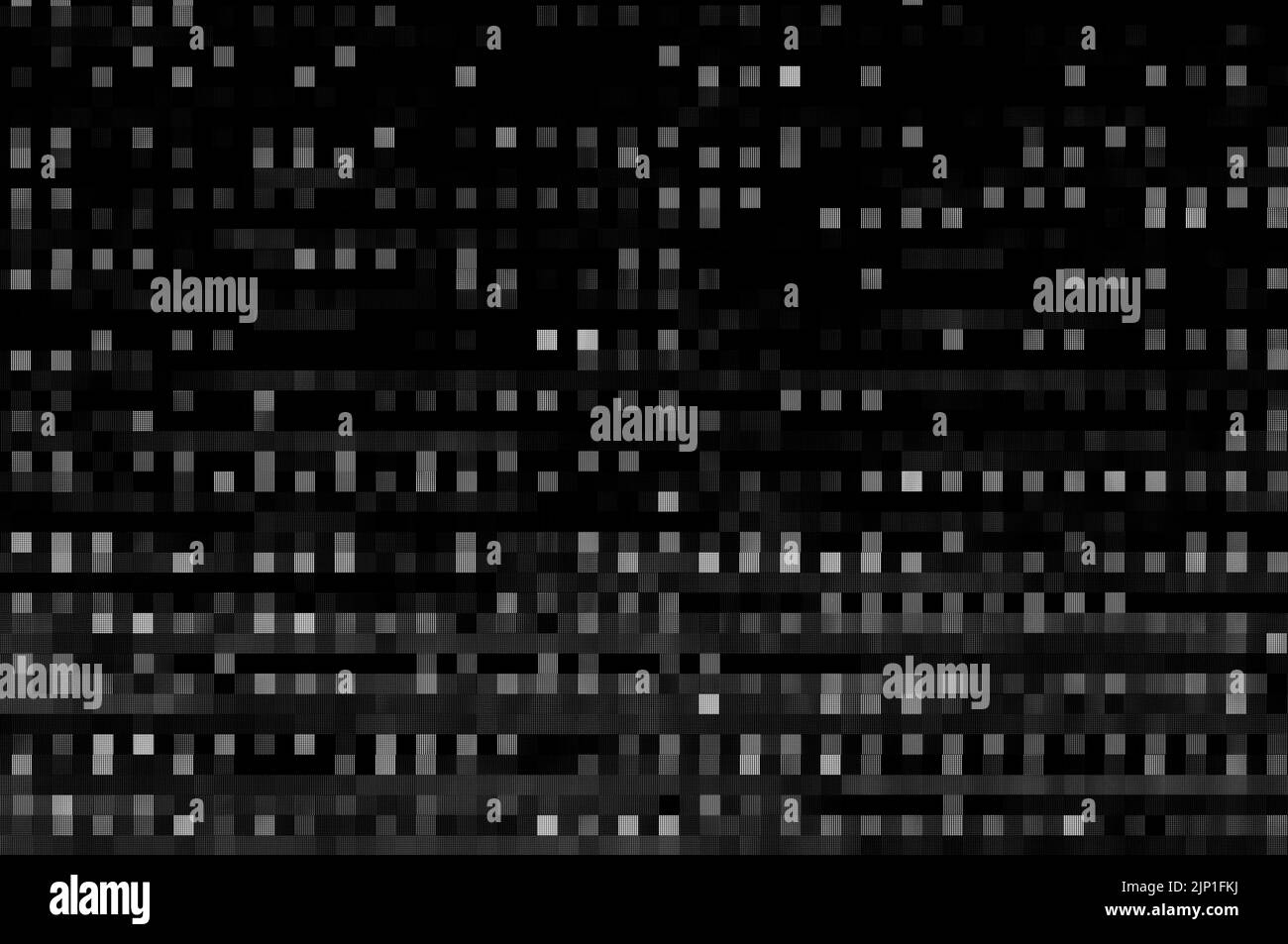 Abstract black and white pixel pattern background of a digital glitch ...