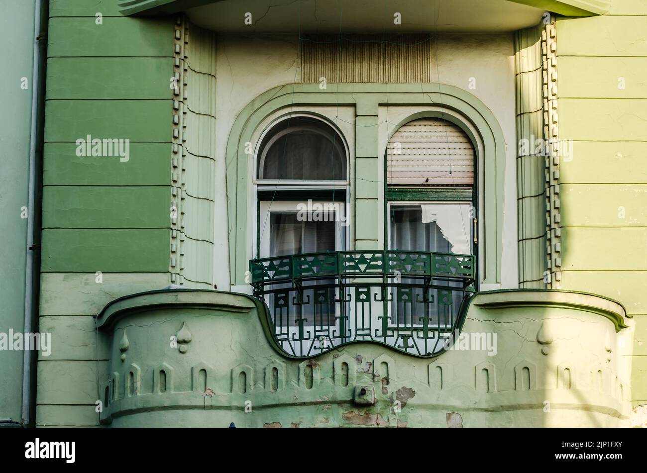 Pecs, Hungary - October 06, 2018: Windows with decorative baroque ...