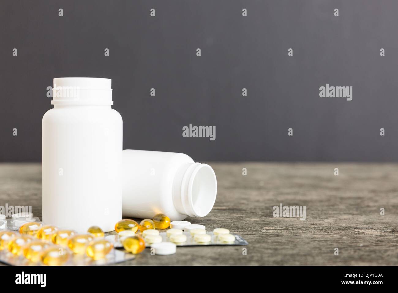 Medicine for treatment HIV infection. Pills and capsules and battle on ...