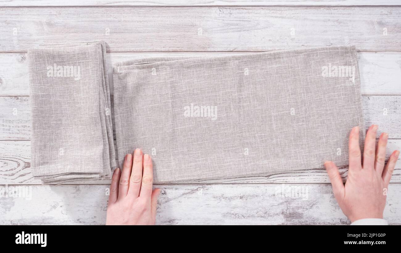 Linen dinner napkin Stock Photo - Alamy