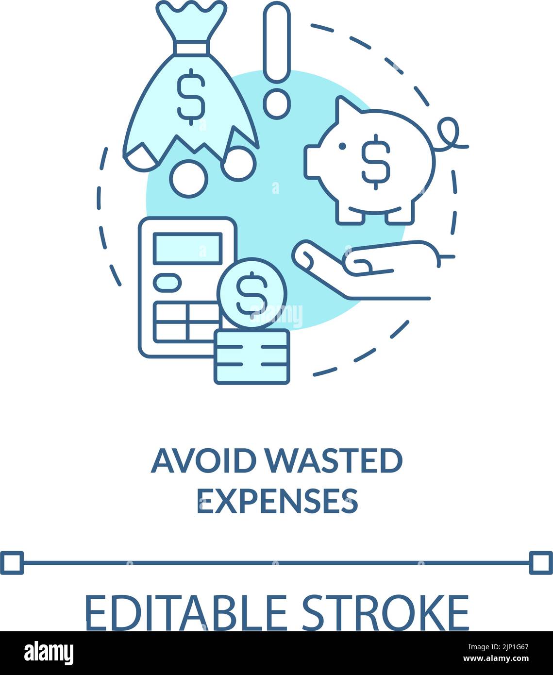 Avoid wasted expenses turquoise concept icon Stock Vector Image & Art ...