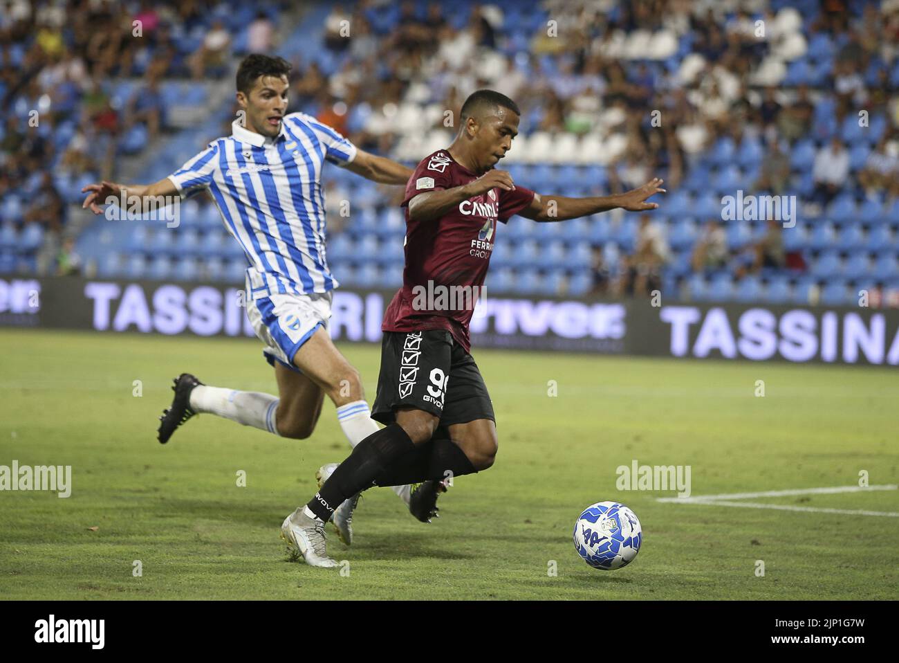 Ferrara, Italy. 14th Aug, 2022. Rigoberto Rivas of Reggina battle for ...