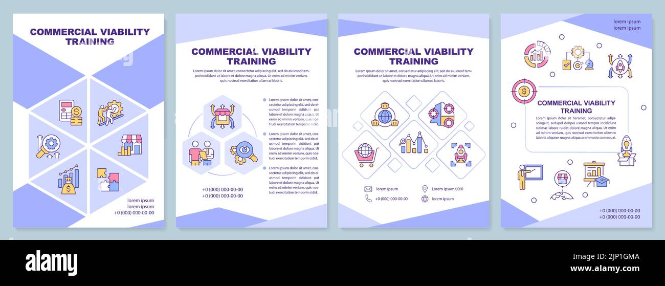Commercial viability training purple brochure template Stock Vector ...