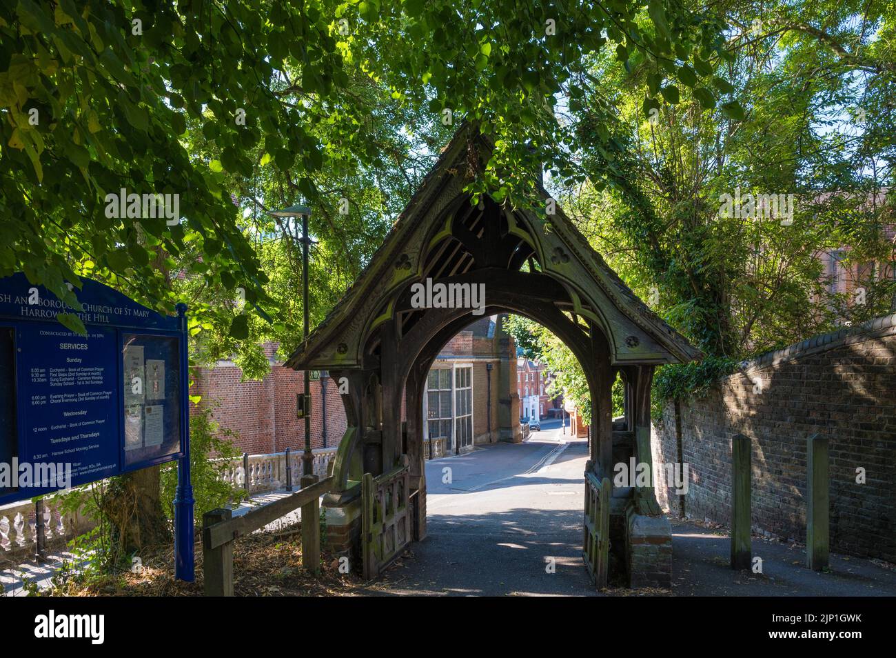 The lychgate at the entrance to the churchyard of the Parish and ...