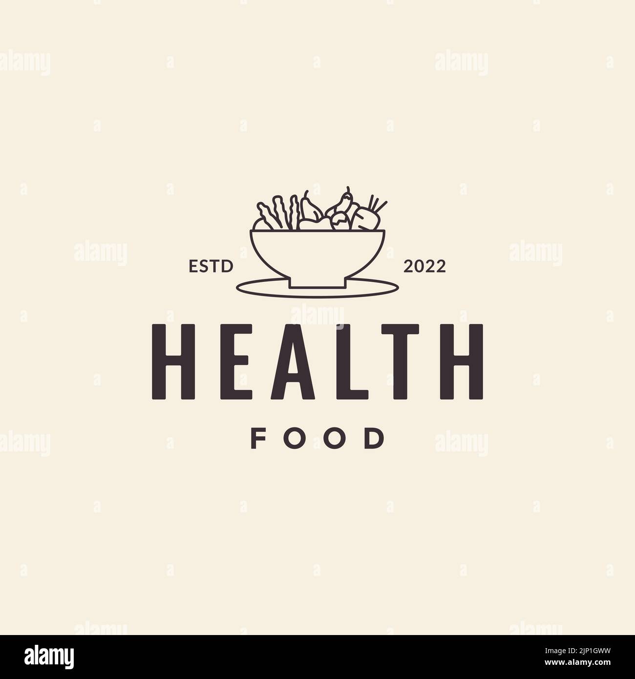 bowl with health vegetables hipster logo Stock Vector Image & Art - Alamy