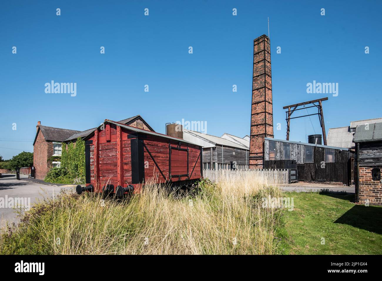 Rail wagon (Ingram Thompson & Sons Ltd) & chimney stack,Lion Salt Works ...