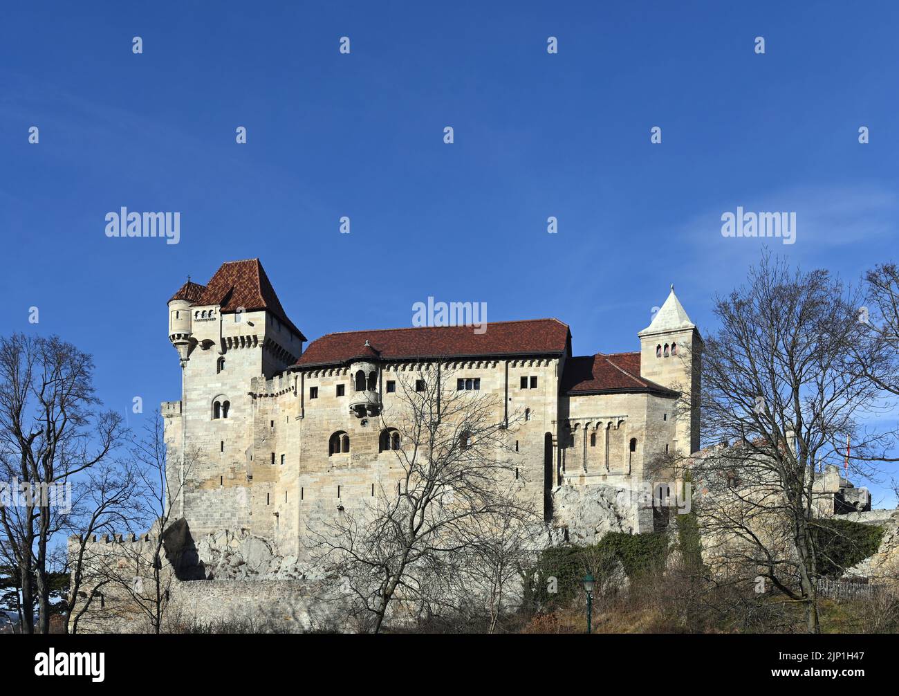 Medieval castle burg liechtenstein in vienna hi-res stock photography ...