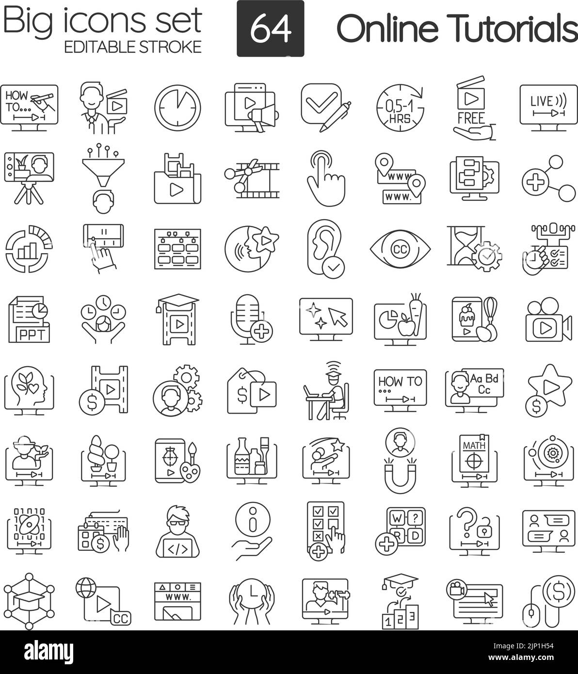 Online tutorials linear icons set Stock Vector Image & Art - Alamy