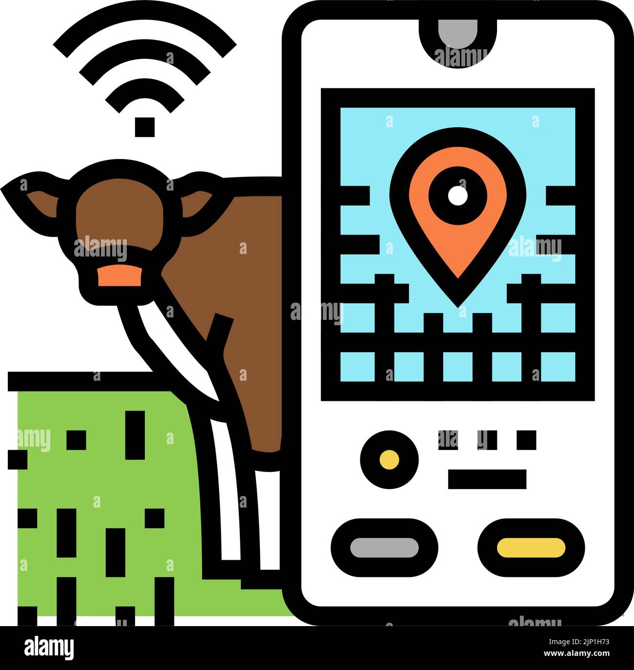 livestock tracking smart farm color icon vector illustration Stock ...