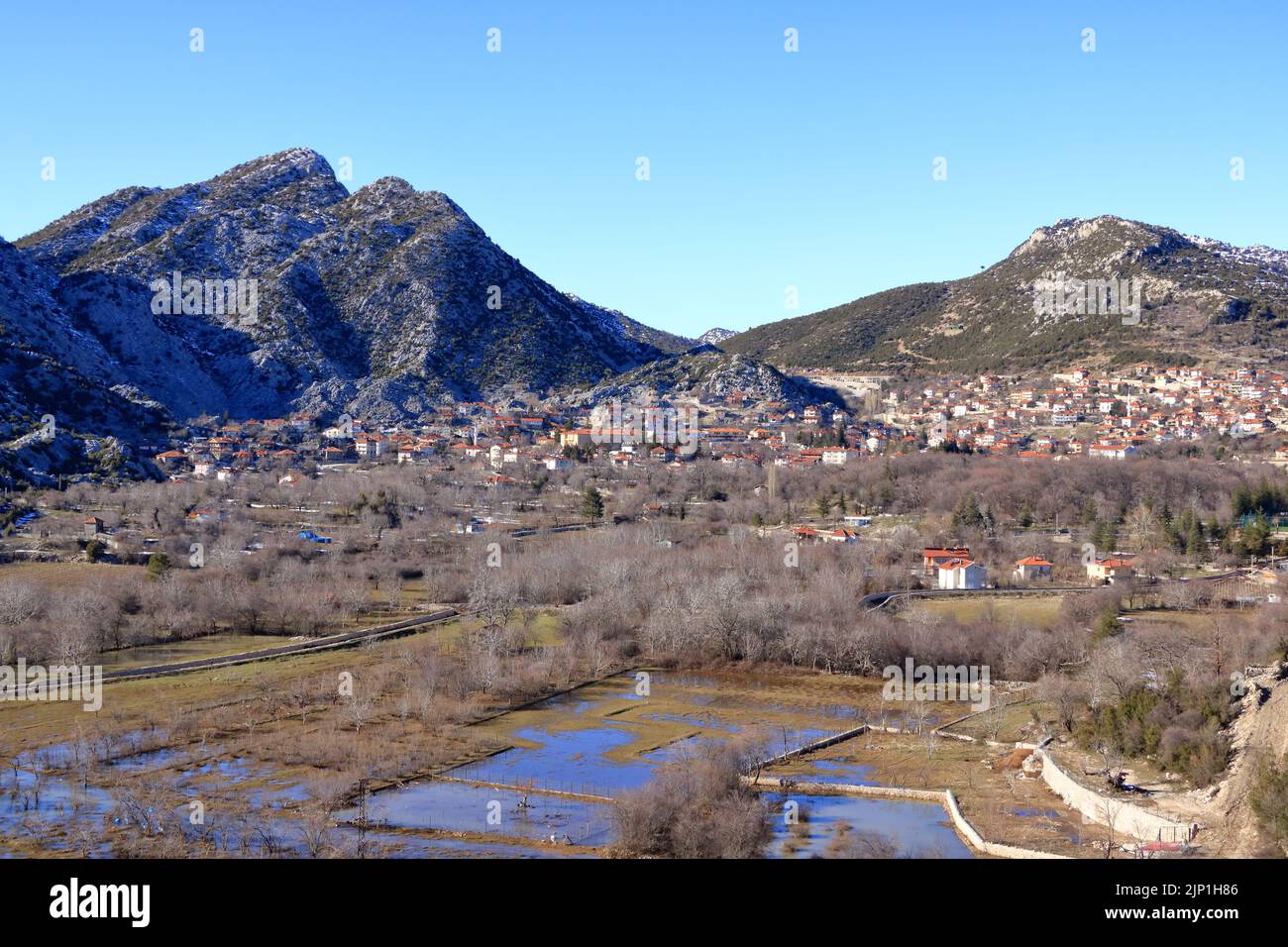 Aerial photograph of town of Ibradi near Ormana Antaly in, Turkey Stock ...